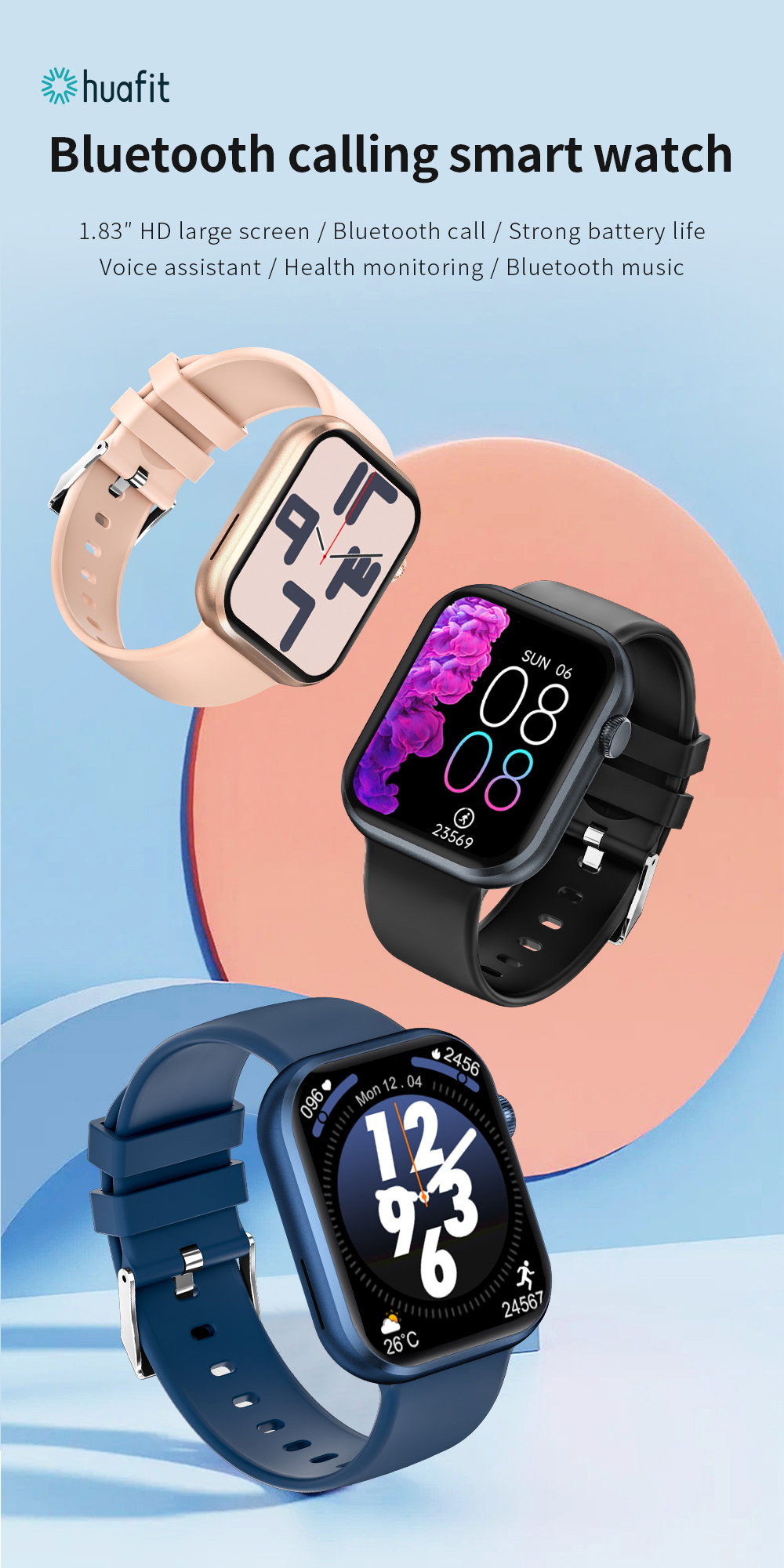 Huafit ＆ Aolon Foom Lite Smart Watch Waterproof Women Health Monitoring ...