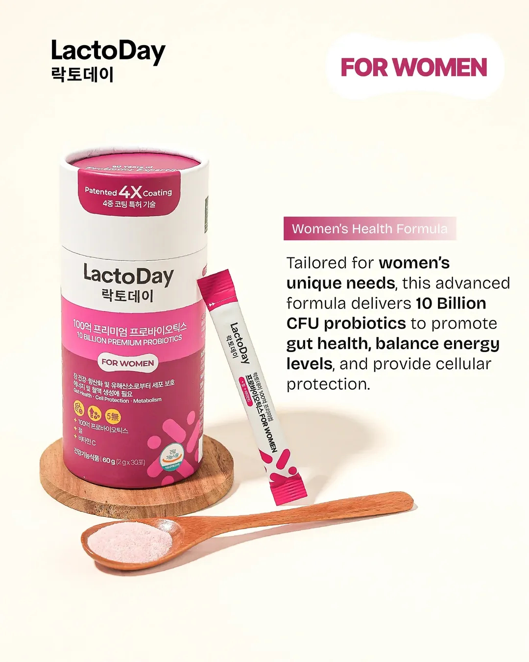 【LactoDay】Korean Probiotic For Women 10 Billion CFU Gut Health ...