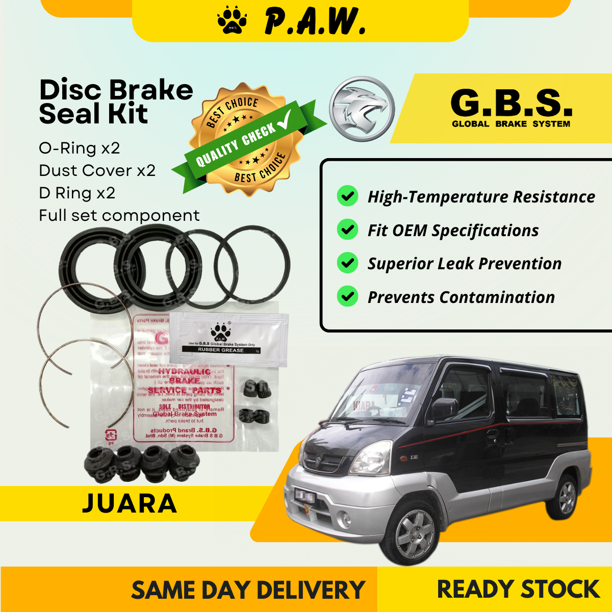 GBS Disc Brake Seal Kit For PROTON JUARA (Front) (Full Set) | Shopee ...
