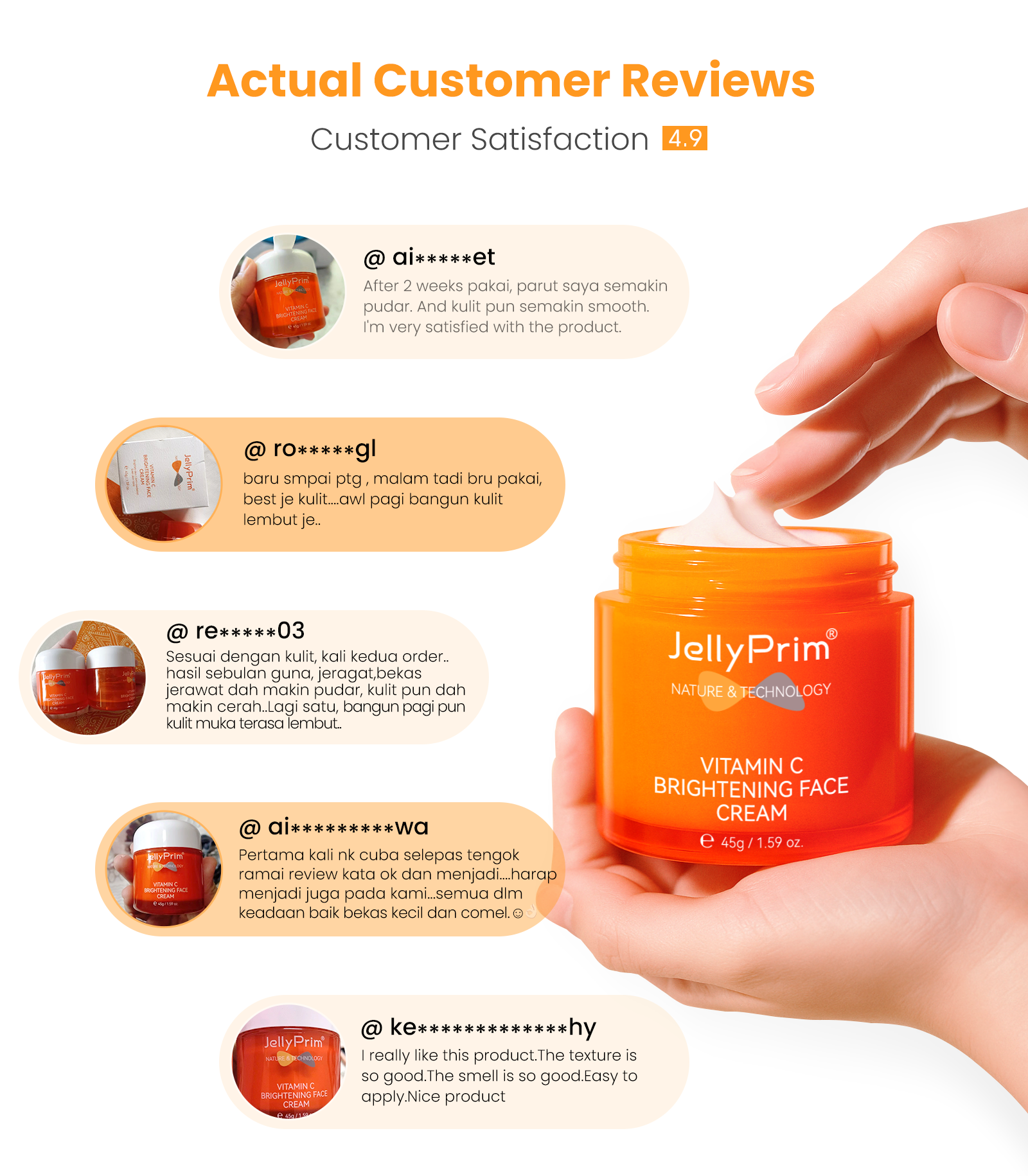 Jellyprim Vitamin C Whitening Moisturizer Niacinamide Dark Spot ...