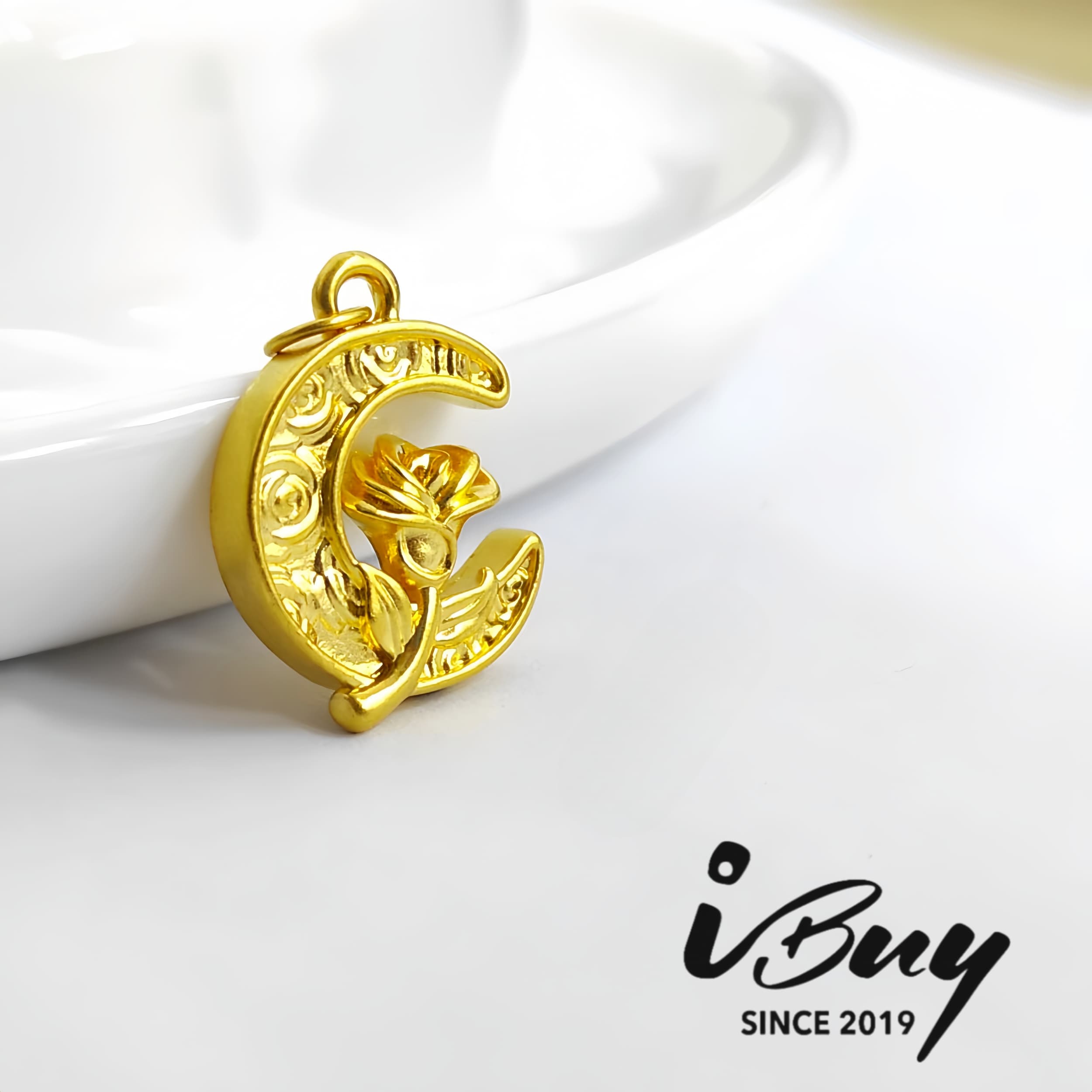 IBUY 999 Gold Meniscus Rose Pendant 24K (999) | Shopee Malaysia