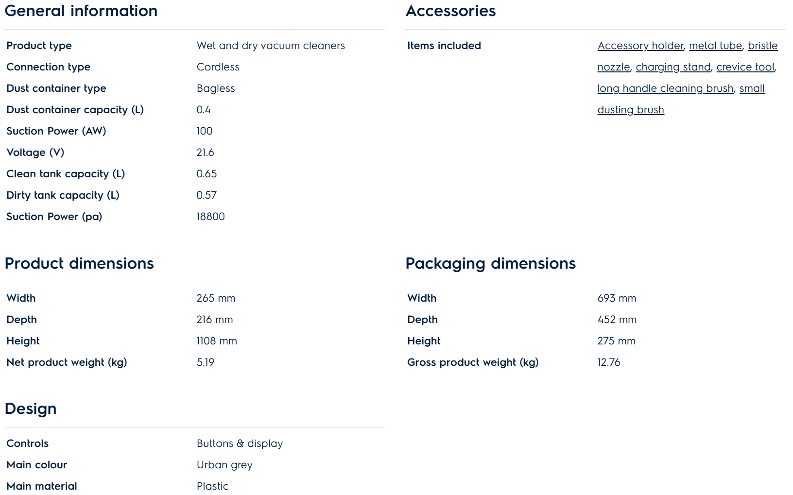 Tefal/Cornell/Electrolux Handstick Cordless Vacuum Cleaner | TY2079HO ...