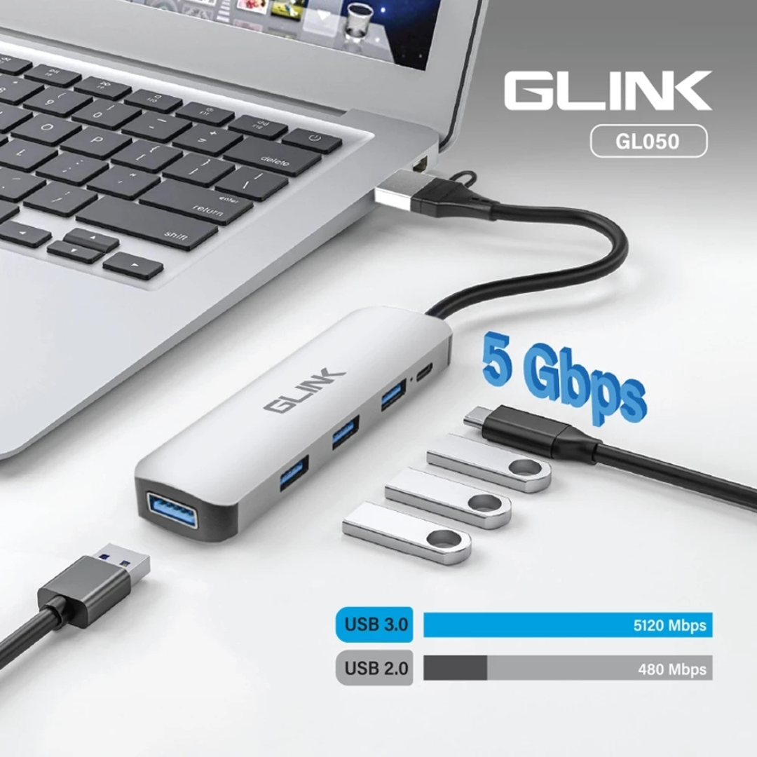 GLINK GL-050 5-in-1 Type-C to USB 3.0 Hub with Type-C Port | Shopee ...