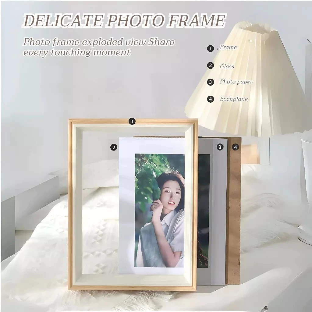 DX | 6"/8"/10"/A4 Photo Frame Wooden Nordic ins Style Simple Luxury ...