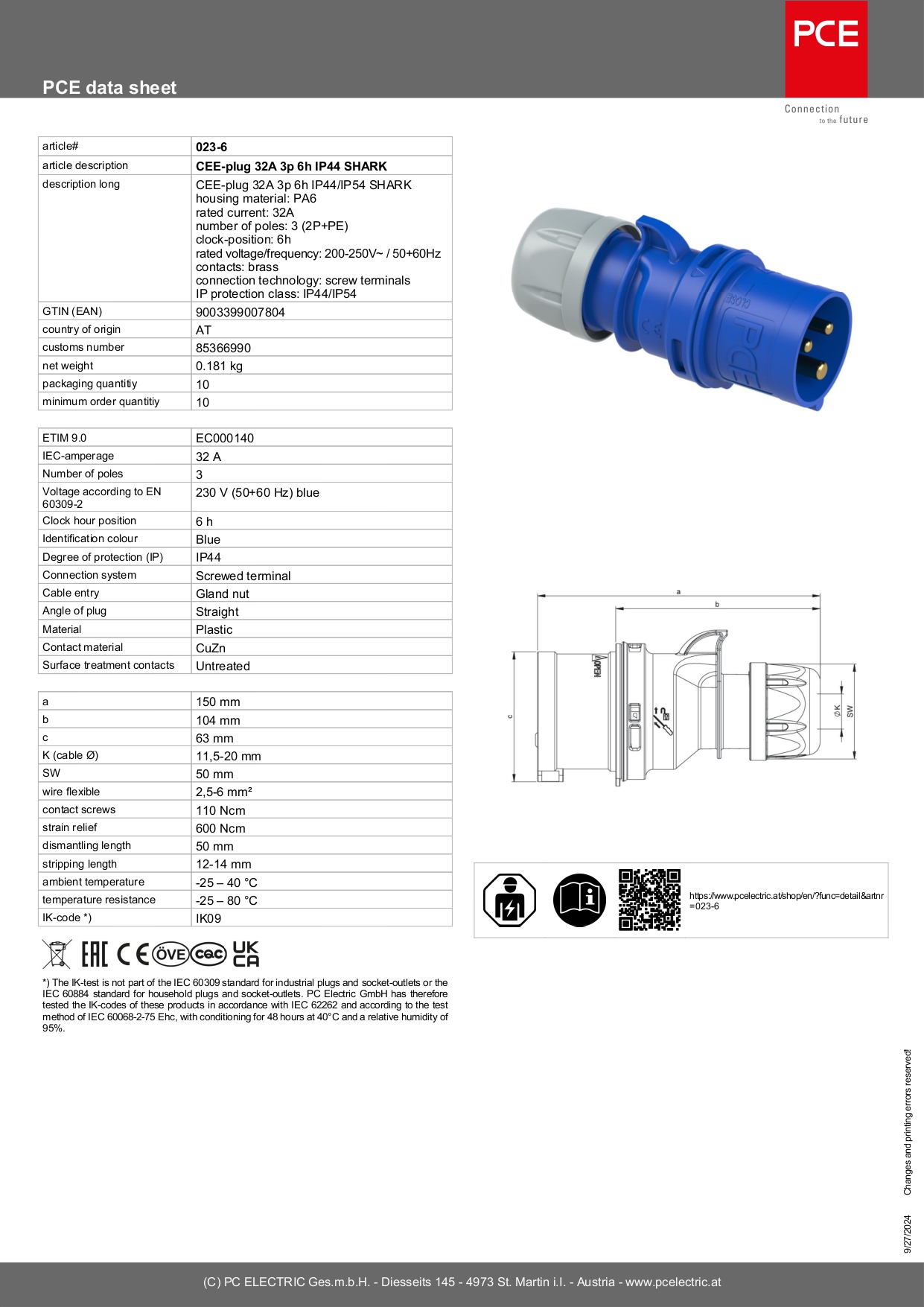 PCE 32A 2P+E INDUSTRIAL PLUG & SOCKET | Shopee Malaysia