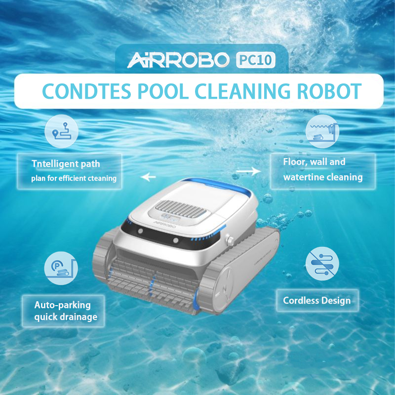 AIRROBO PC10 Cordless Robotic Pool Cleaner Runtime Wall Climbing ...