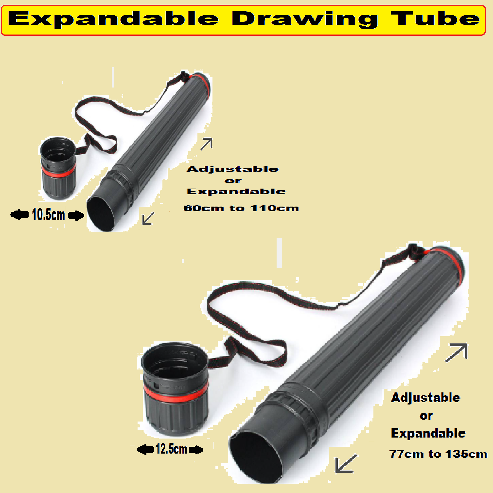 Drawing Tube Blueprint Case Telescoping Art Tube Large Plastic Black ...