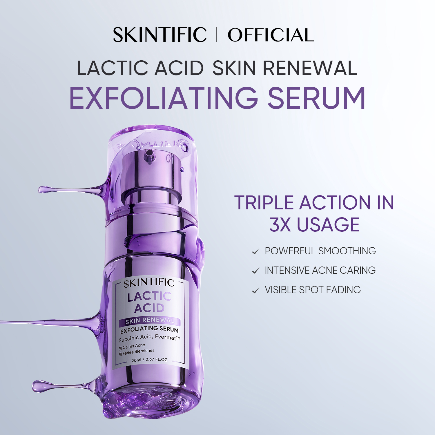 SKINTIFIC Lactic Acid Skin Renewal Exfoliating Serum muka Peeling ...