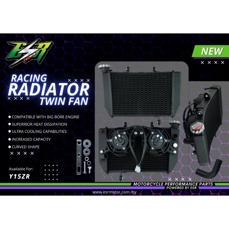 ESR MOTOR RED LEO RADIATOR+BIG FAN Y15ZR LC135 Y16ZR NVX155 V1/V2 RS150 ...
