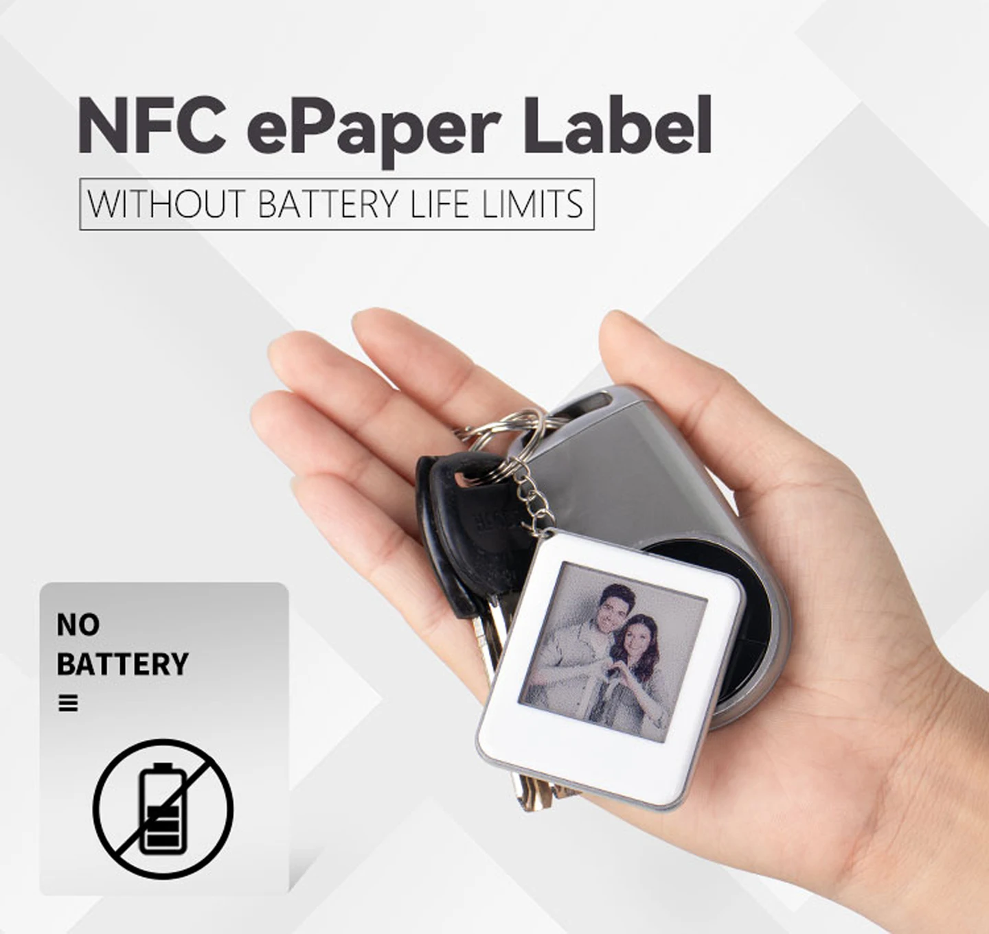 [𝐃𝐈𝐘 𝐊𝐄𝐘𝐂𝐇𝐀𝐈𝐍] E-Ink Key Chain NFC No Battery DIY Digital Picture ...
