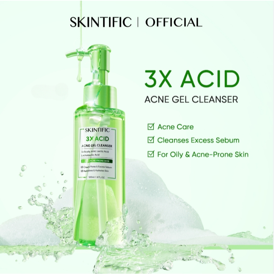SKINTIFIC 3X Acid Acne Gel Cleanser Face Wash Salicylic Acid Oil ...