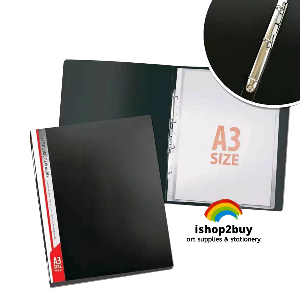 A3 File 4 Ring Binder Clear Book Holder File Vertical File Binder A3 ...