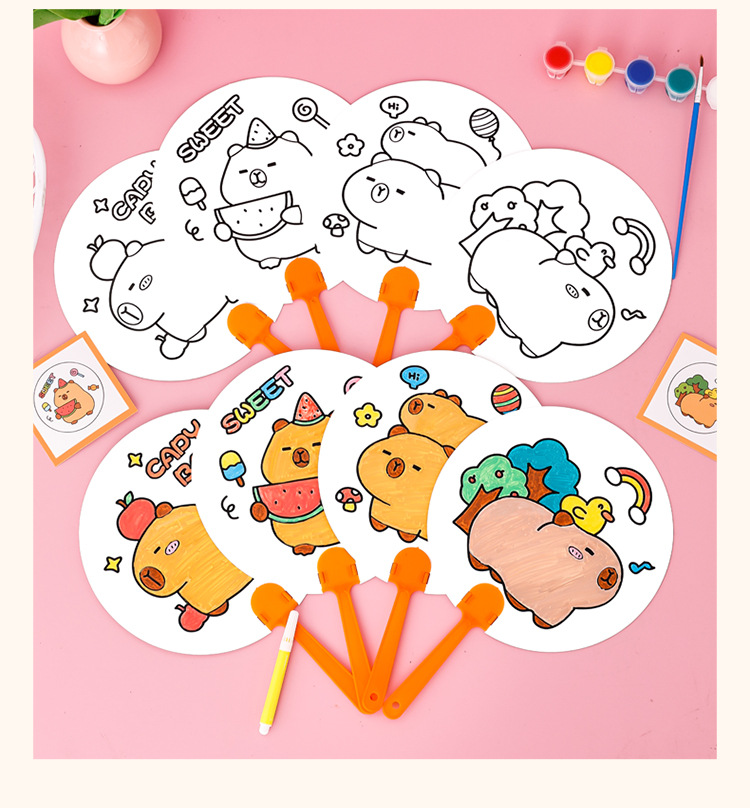 BORONG【50 pcs】DIY Coloring Fan Kids Birthday Goodies Doorgift Kipas ...