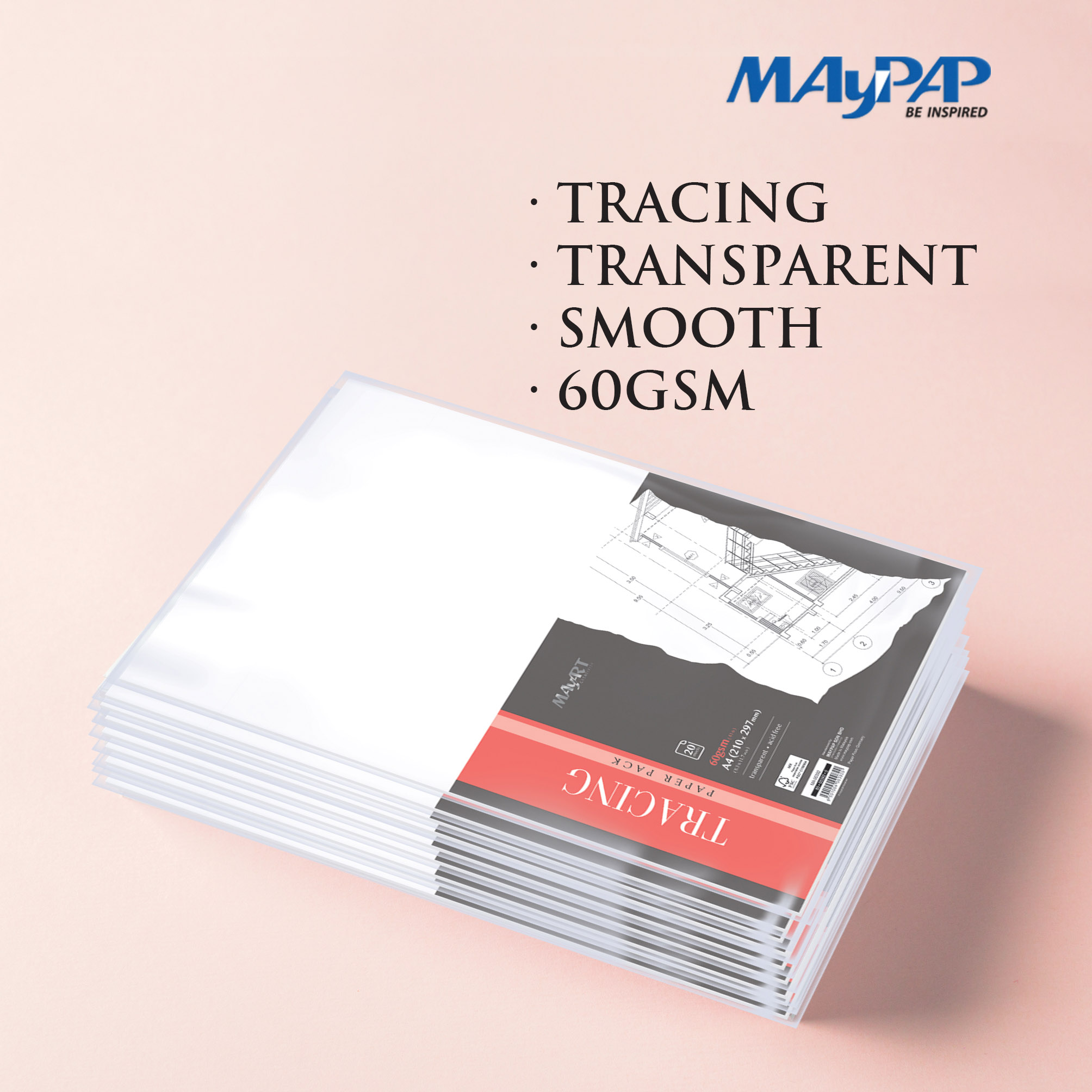 MayArt Tracing Translucent Paper Pack 60gsm A3/A4 Pek Kertas Surih ...
