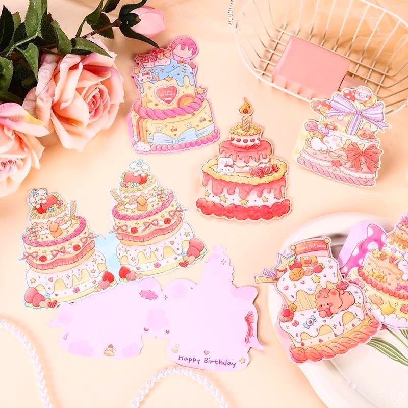 Kad Ucapan Hari Jadi Bentuk Kek 1 keping SAHAJA Cute Cartoon Birthday ...
