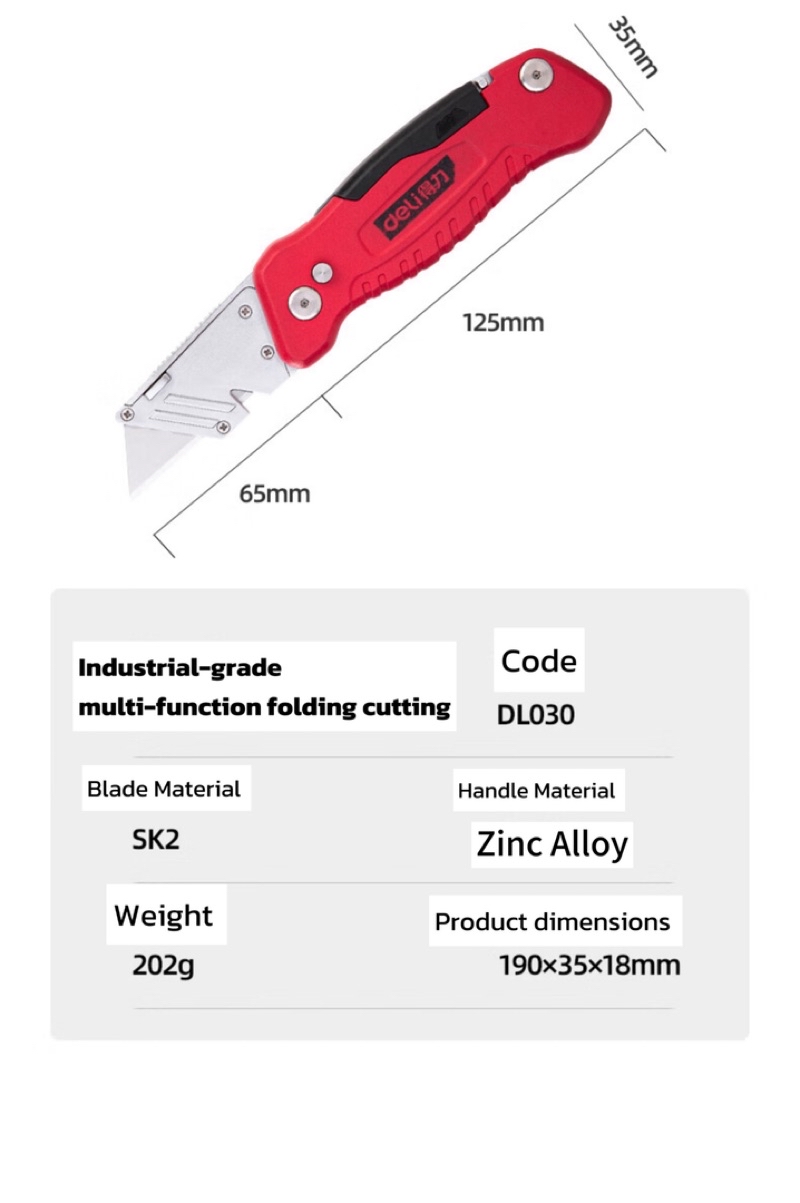 Deli DL030 Multi-Function Folding Box Cutter Heavy-Duty Pocket Utility ...
