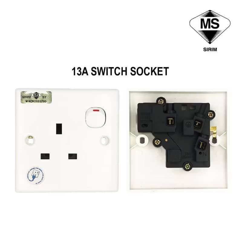 SIRIM 13A Plug Socket 3 Pin / Soket Plug 3 Pin / Socket Plug suis plugs ...