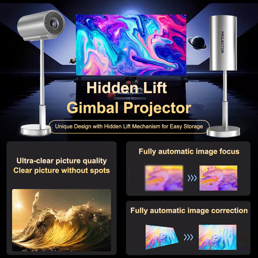 4K Android 11 Smart Projector Lifting Type Projektor HDMI Portable Home ...