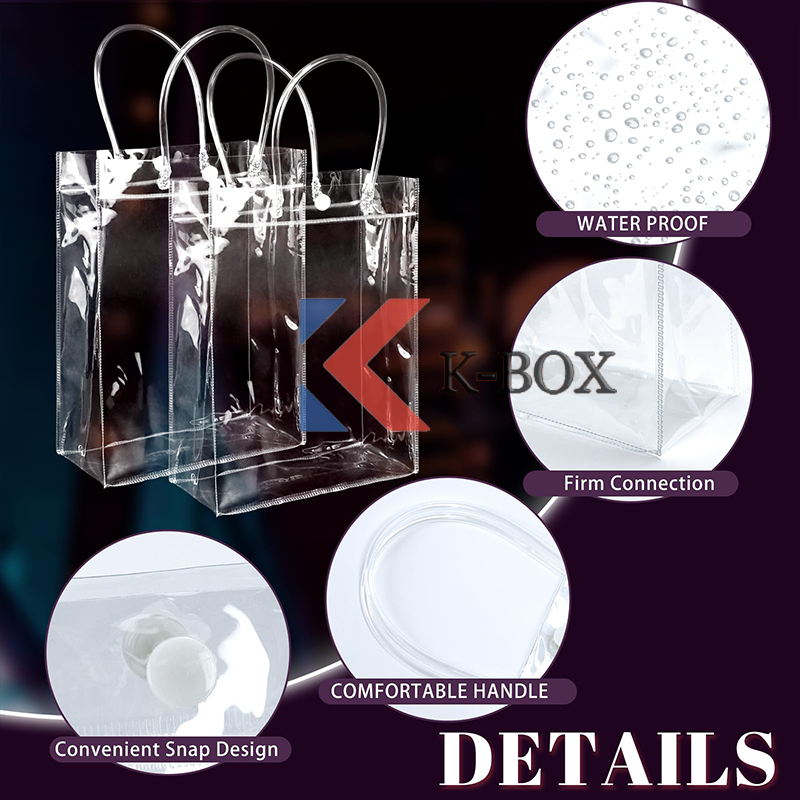 Clear PVC Tote Bag With Button Transparent Shopping Bag Cosmetic Bag ...