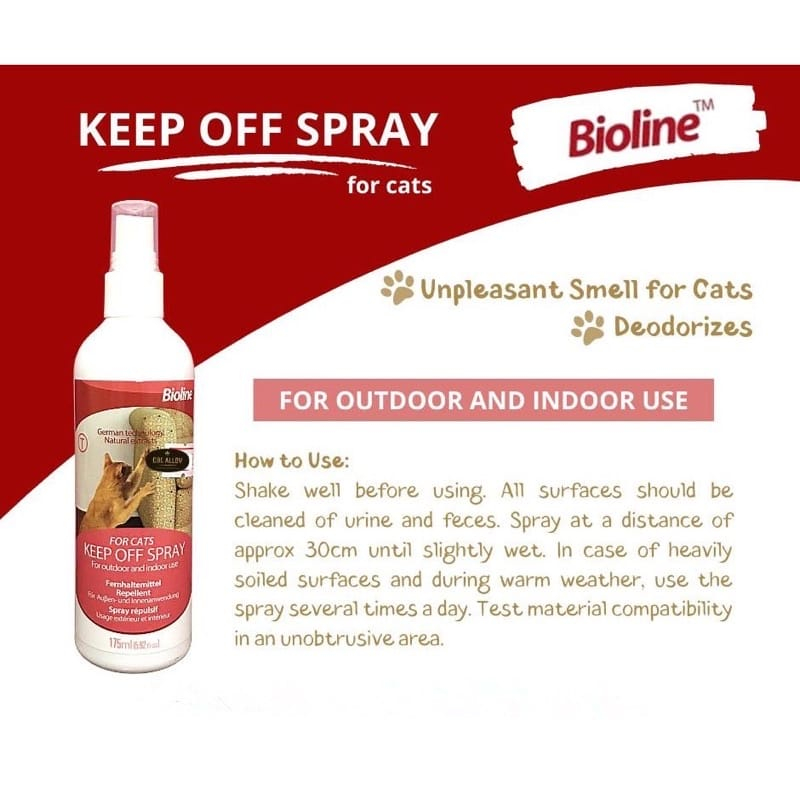 Bioline Keep Off Spray Cat Repellent Outdoor And Indoor Use 175ml ...
