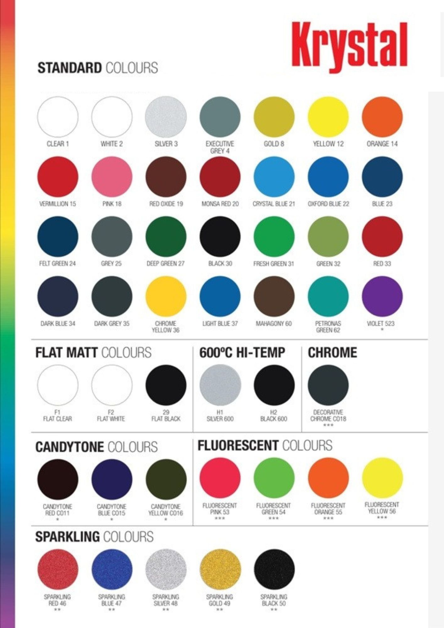 Tenco Krystal Aerosol Paints Standard / Sparking Colour 400ml | Krystal ...