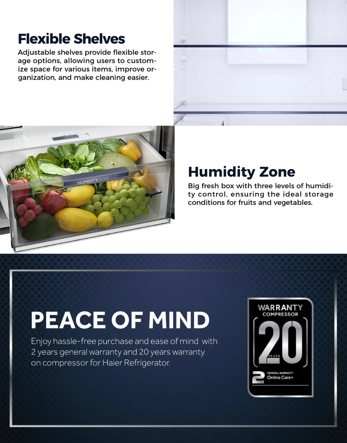 Haier Refrigerator 2 Door Inverter 540L White Glass Fridge Peti Sejuk Peti Ais 2 Pintu Inverter ...