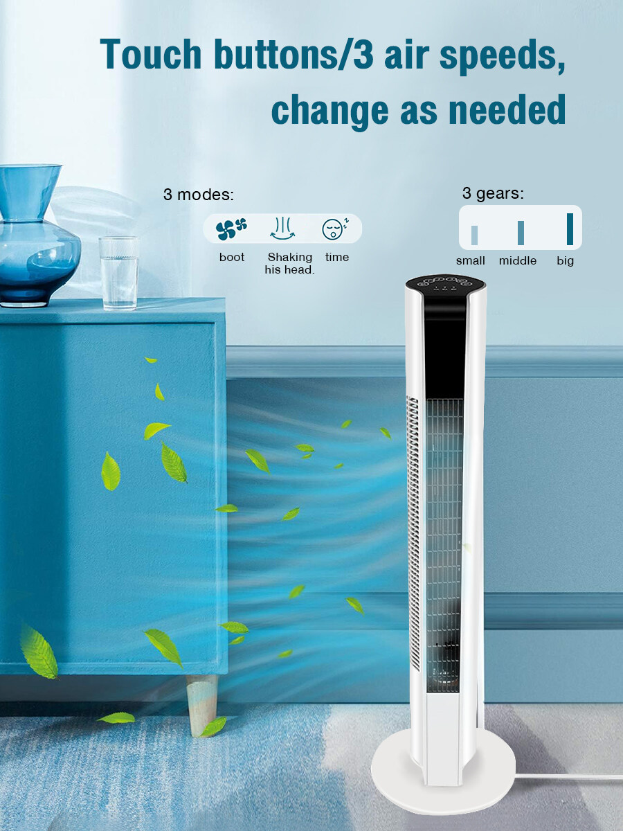 Ultra Quiet Desktop Tower Fan 3 Speed Touch Screen Remote Control Tower ...
