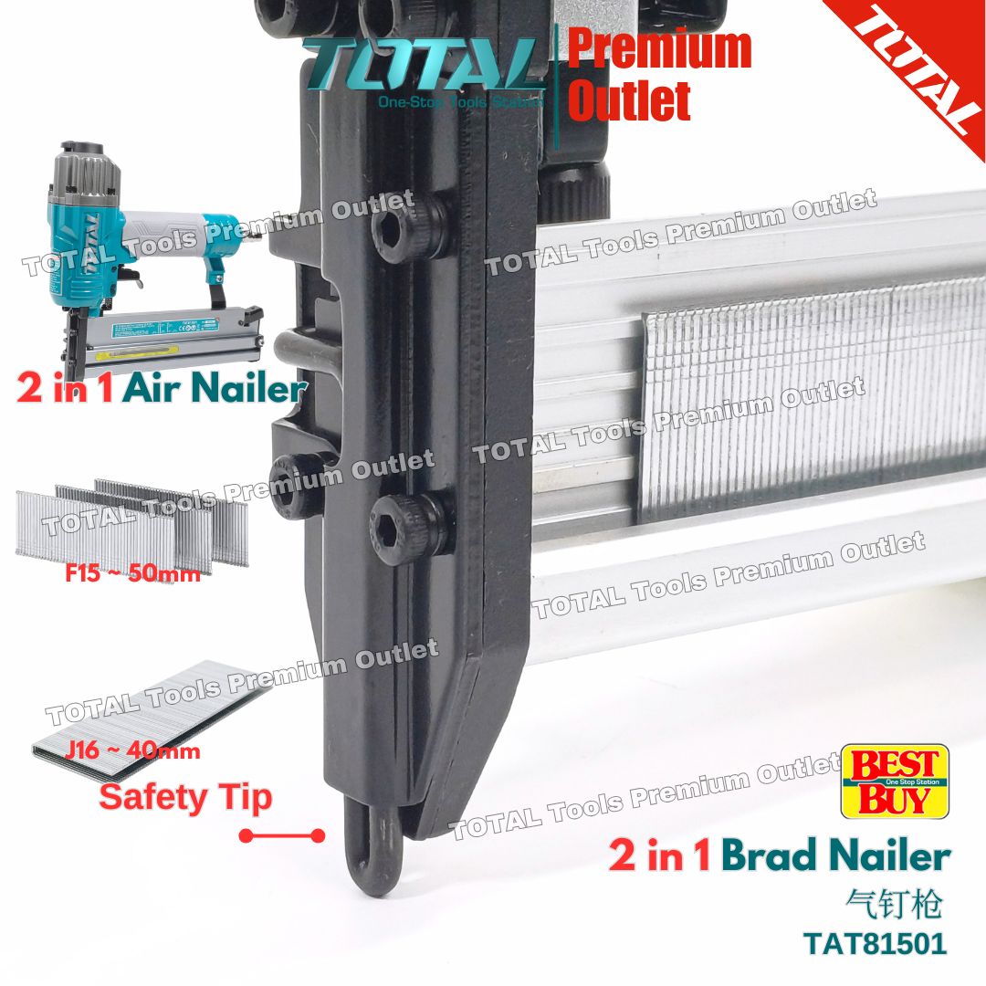 TOTAL 2 in 1 Pneumatic Air Nailer Gun /Air Nail Wood working DIY(F15 ...