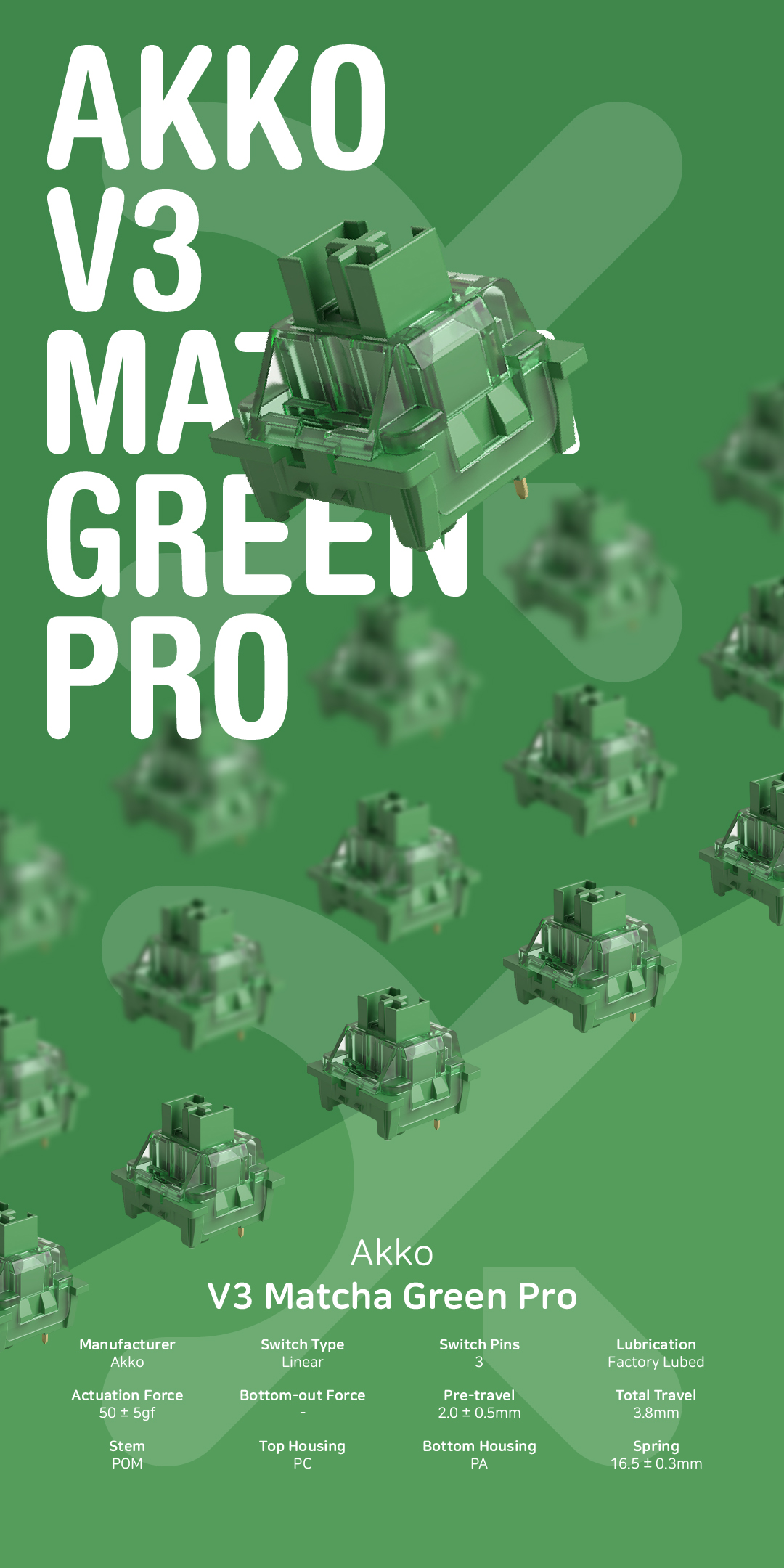 [LINEAR] Akko V3 Matcha Green Pro | 50gf Linear Factory Lubed ...