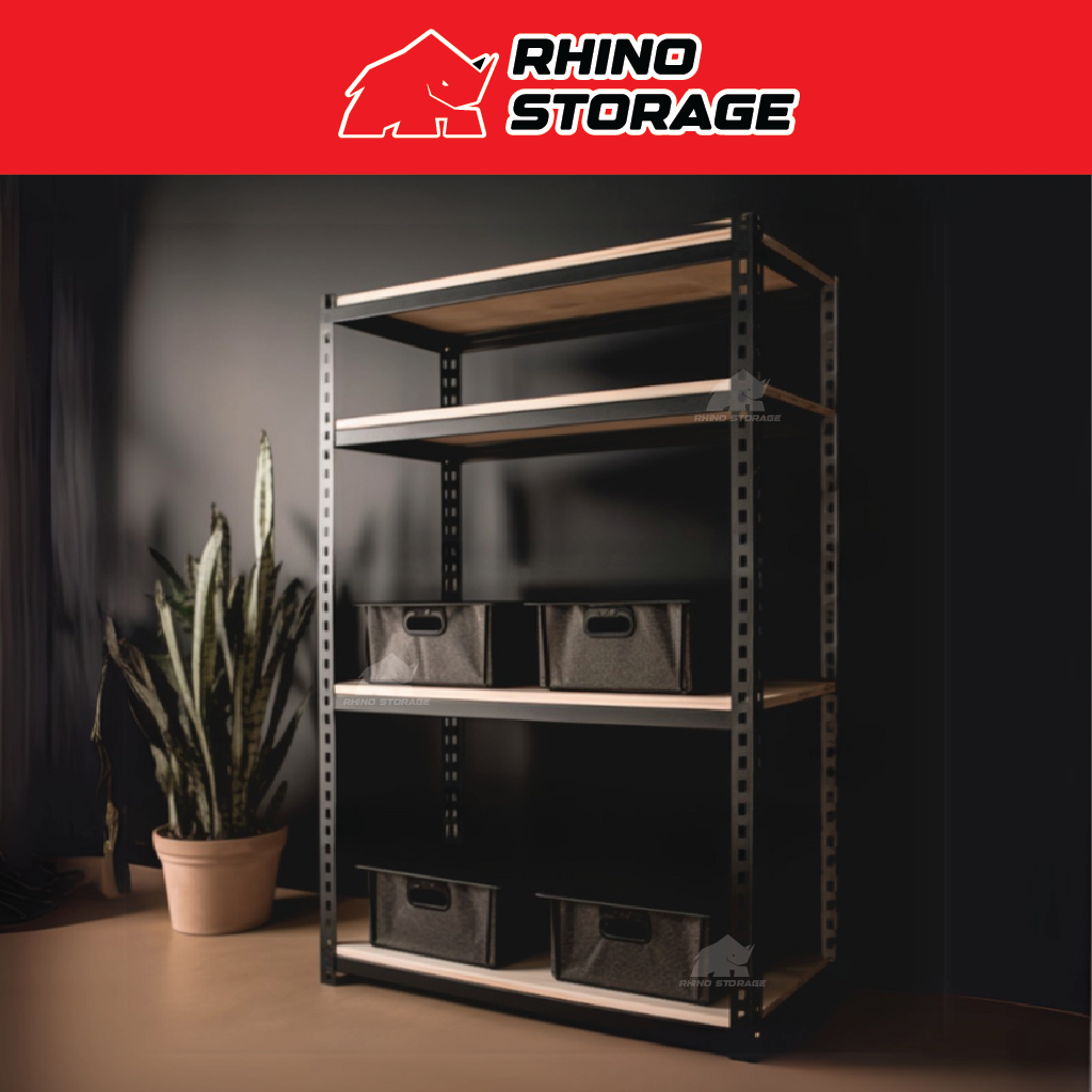 Rhino Storage Heavy Duty Rack Black 4 Level Boltless Rack Rak Besi ...
