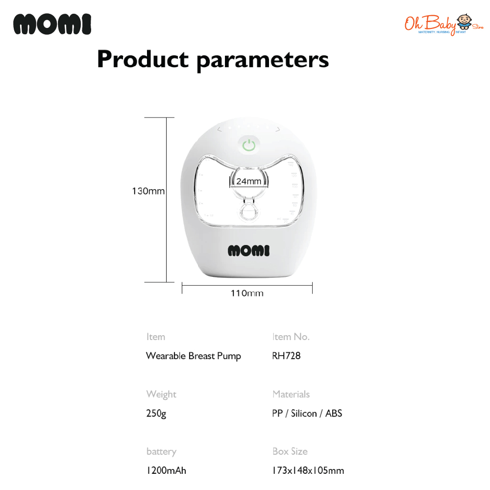 Momi Wearable Handsfree Electric Breast Pump with APP Control 24mm ...