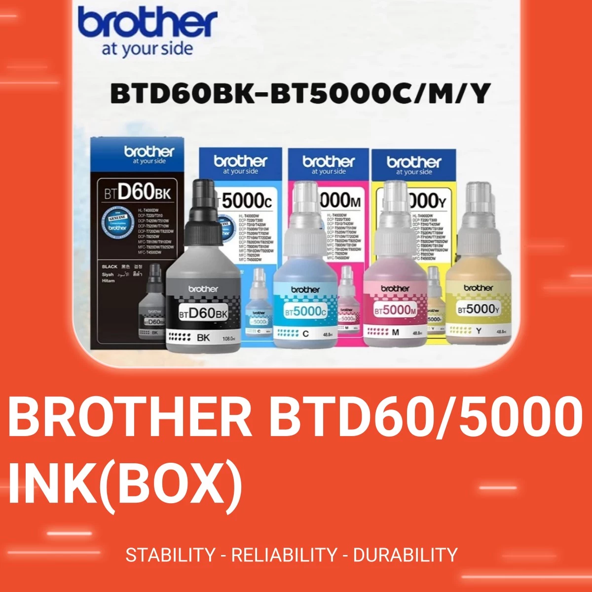 ORIGINAL BOX BROTHER BTD60BK BTD60 BT5000 C/M/Y INK BOTTLE ( FOR DCP ...
