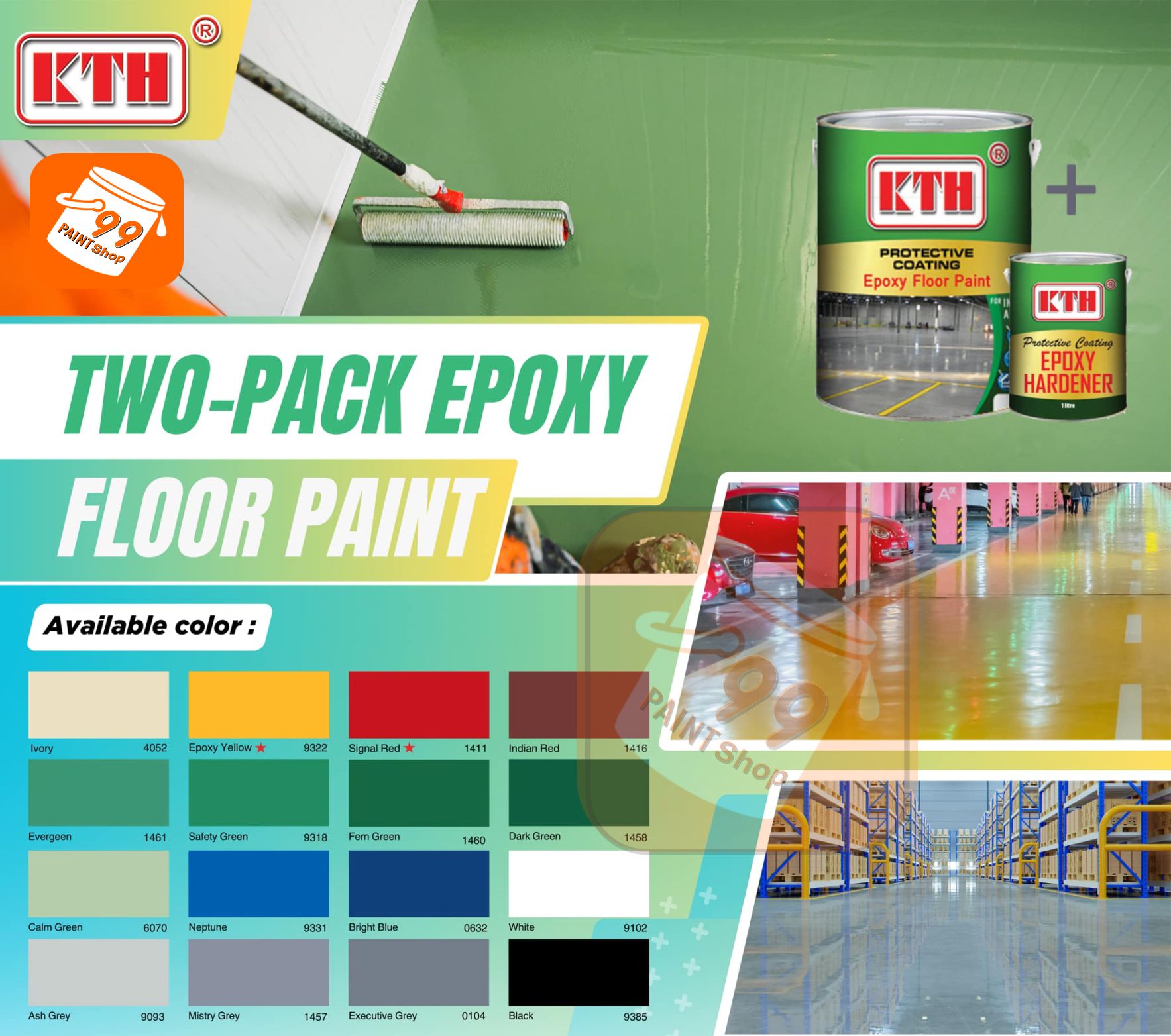 5L KTH EPOXY FLOOR PAINT ( FREE 7" ROLLER SET ) expoxy flooR / cat ...
