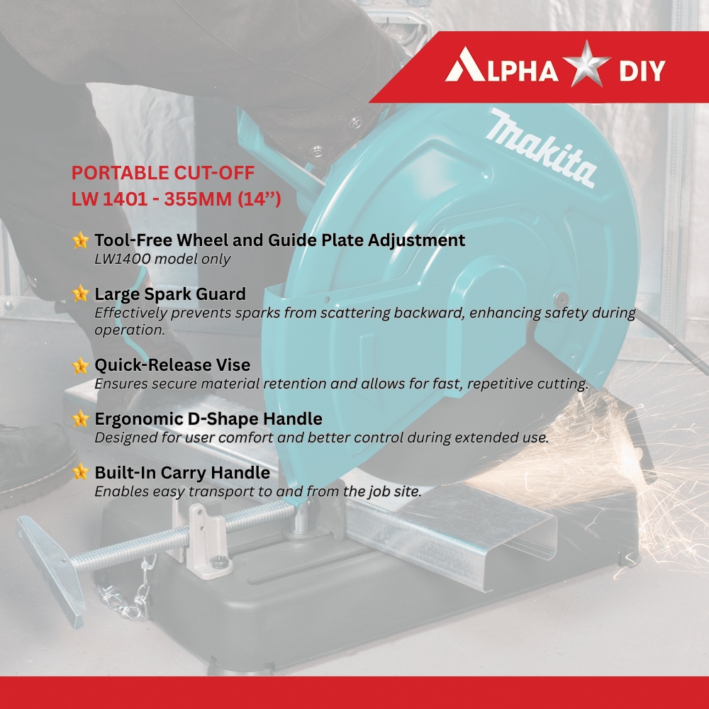 MAKITA LW1401 Portable Cut-Off Saw 355mm 14" Metal Cutting 2200W ...