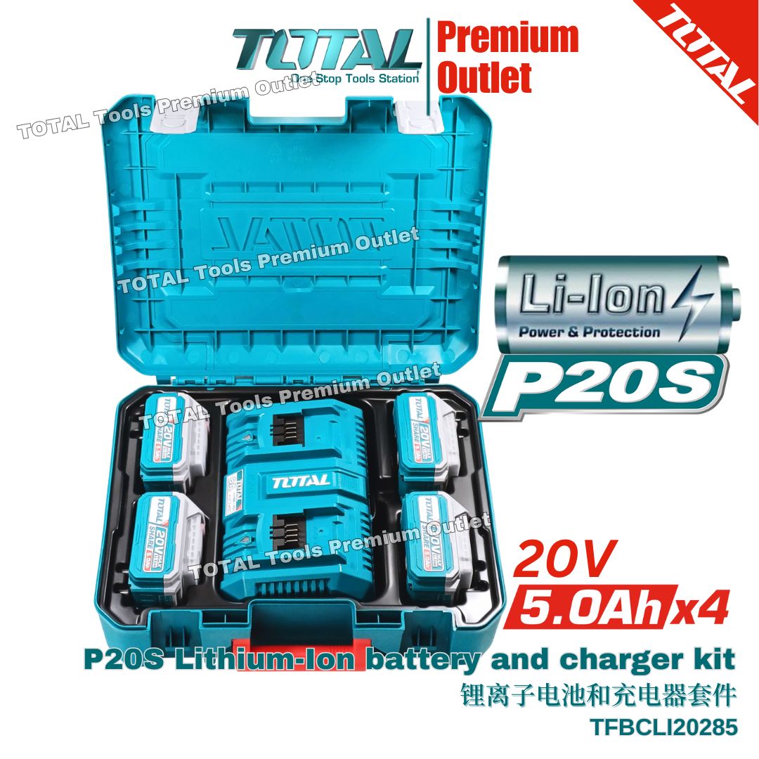 TOTAL Tools P20s 20V Lithium-Ion battery 5.0Ah *4pcs with 1 Fast ...