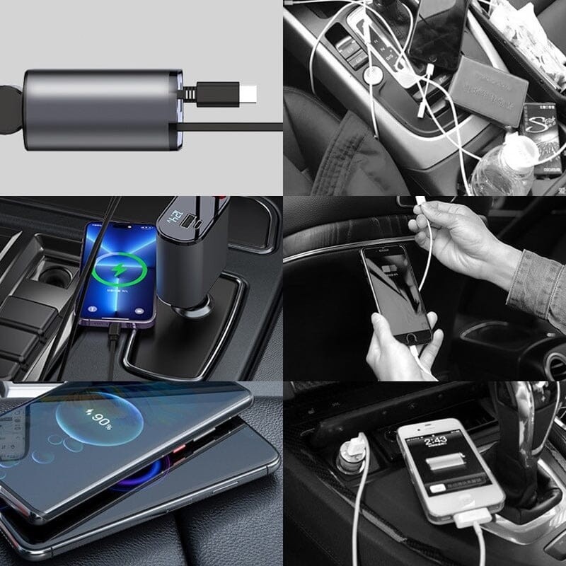 Upgraded 210W 4 In 1 Retractable Car Charger Super Fast Charging IOS ...