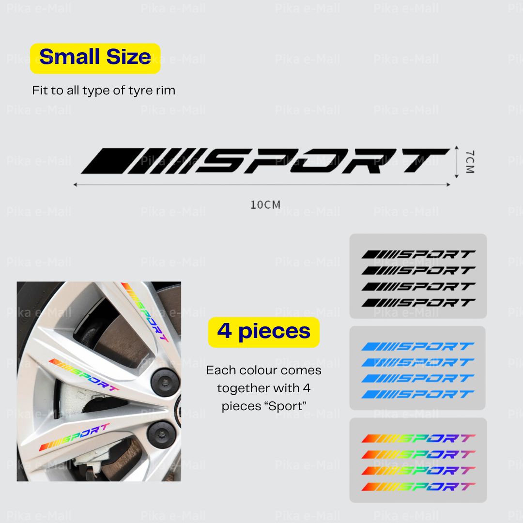4PCS Car Sport Rim Sticker Reflective Stripe Logo Car Sticker Tire ...