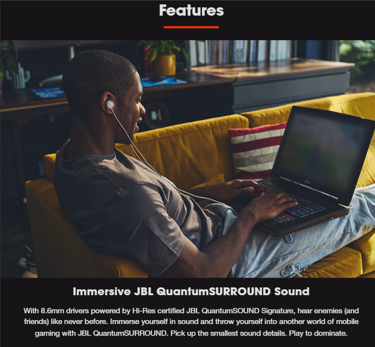 JBL Quantum 50C Wired in-ear gaming headset with USB-C adapter ...