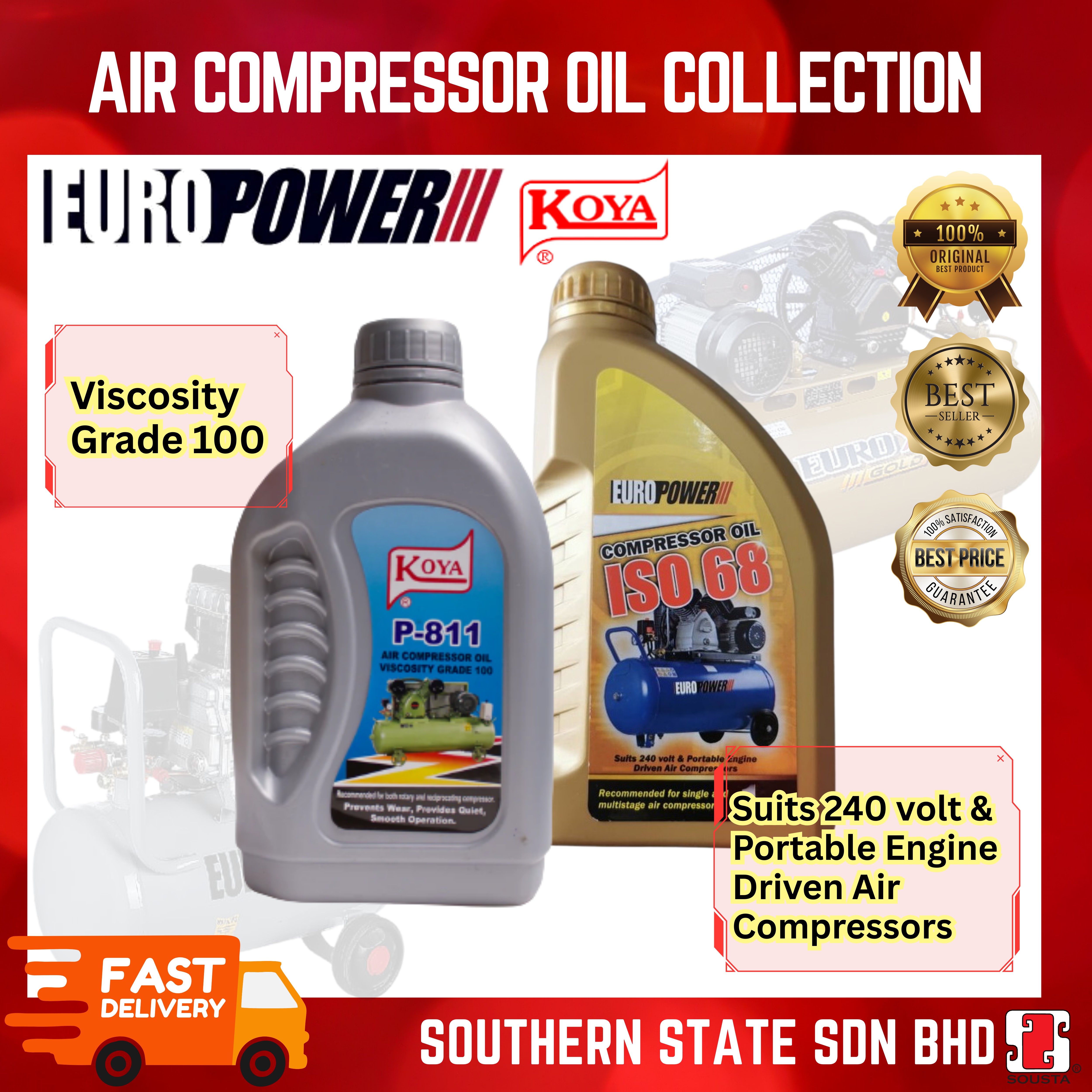 KOYA / EUROPOWER / EUROX Compressor Oil Collection | ISO 68 Compressor ...