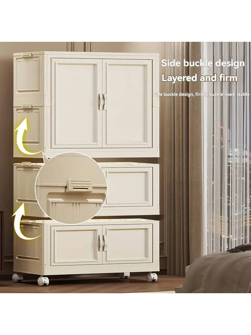 Foldable Wardrobe with Wheels - Instant Setup No Assembly Required, 3.2 ...