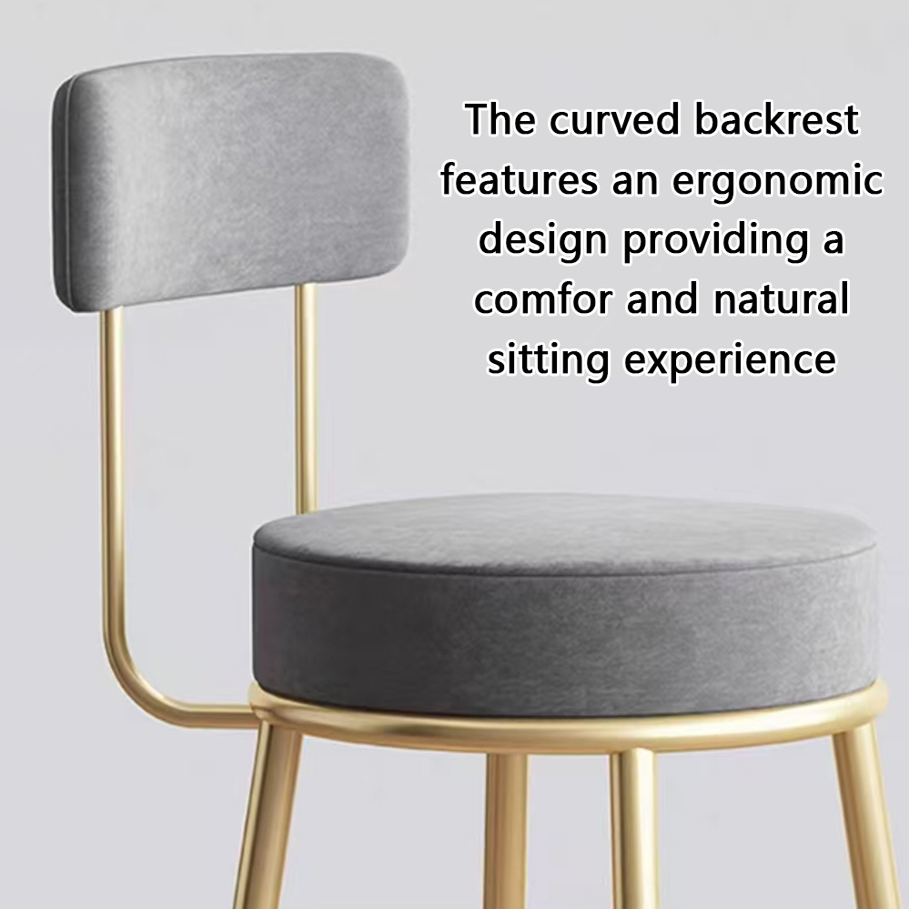 High Bar Stool Chair Nordic Light Luxury Iron Chairs Cushion Dining ...
