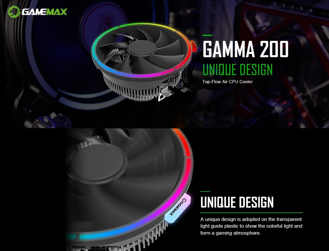 GameMax Gamma 200 RGB CPU Cooler Top Flow 125mm Fan ARGB Intel AMD ...