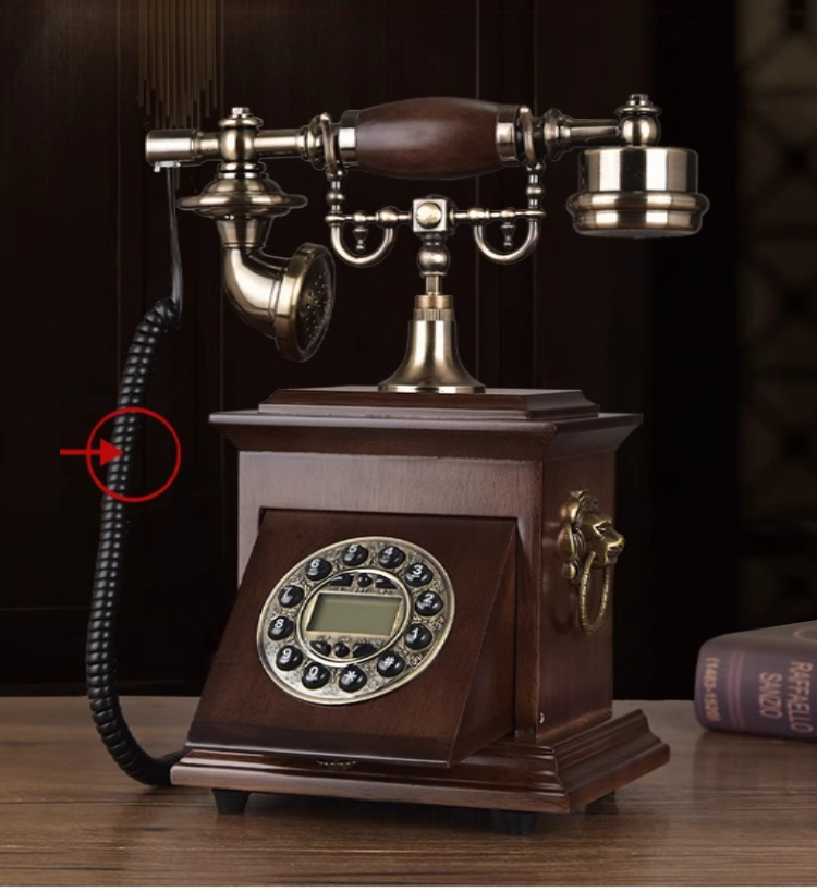 Retro telephone European antique landline old-fashioned button solid ...