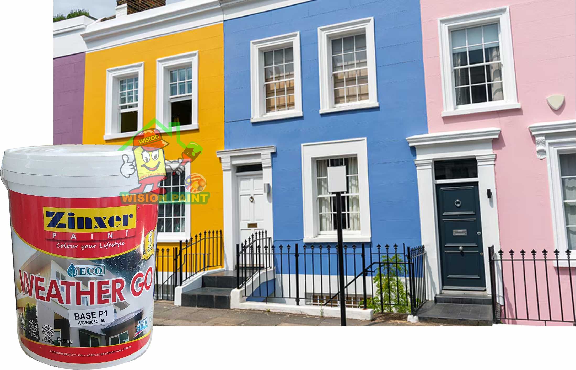 5L Zinxer Paint l Weather Go l Exterior Paint ( FREE 7" ROLLER SET ...