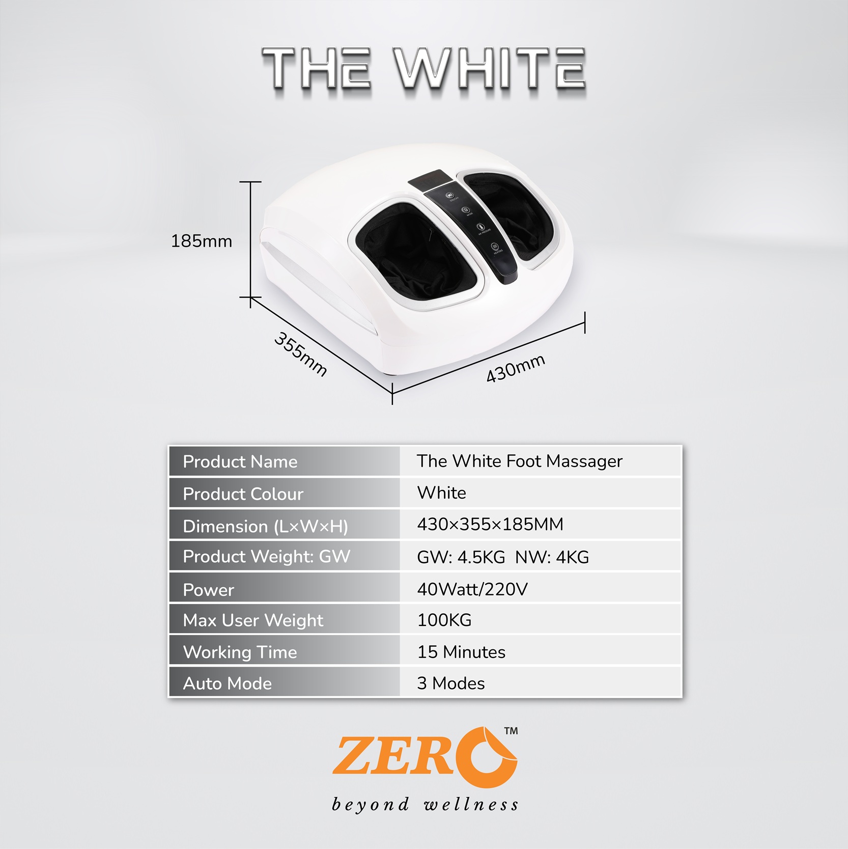 Zero Healthcare The White Foot Massager Shiatsu Foot Care Foot Massager ...
