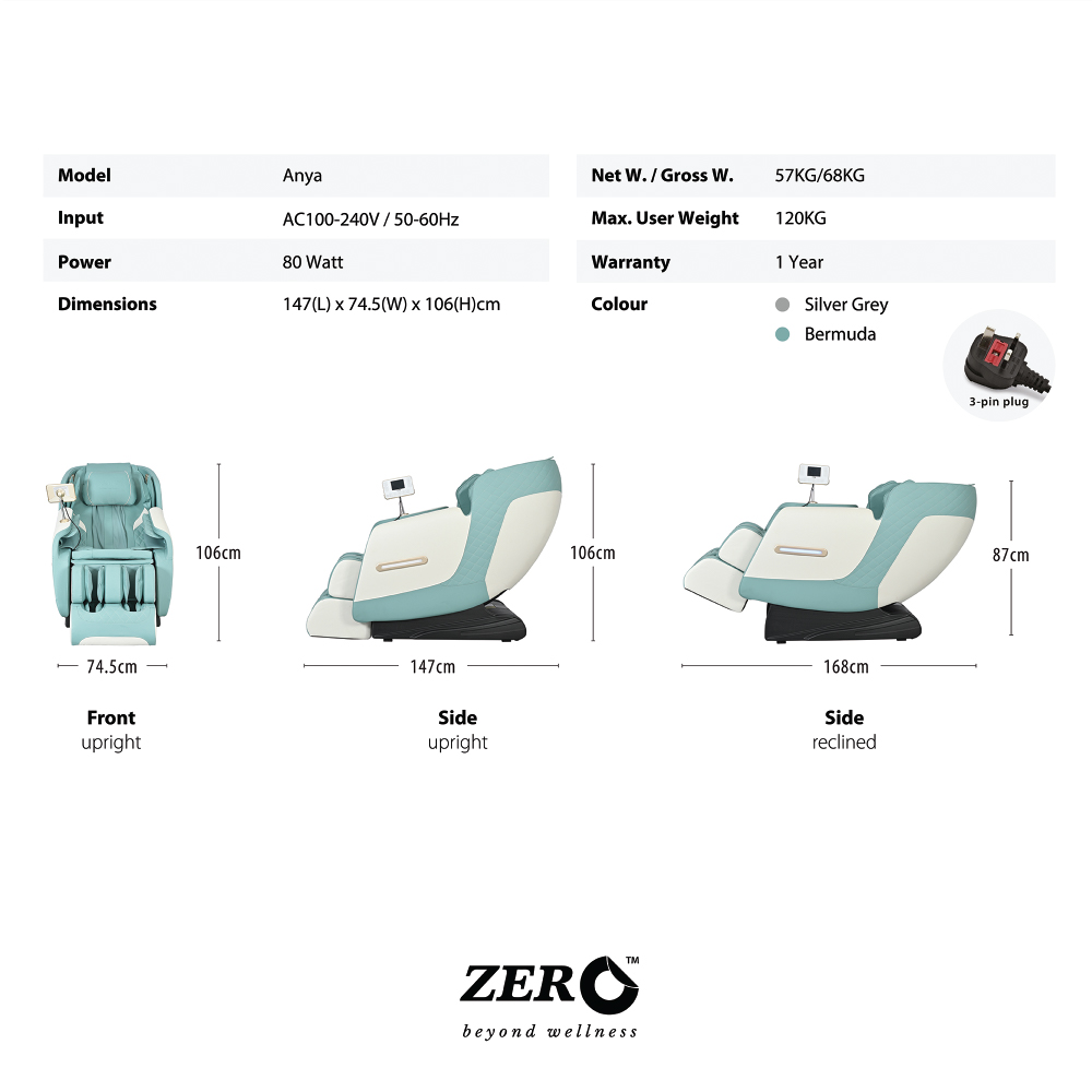 [FREE SHIPPING] Zero Healthcare ANYA Massage Chair Relax Zero Gravity ...