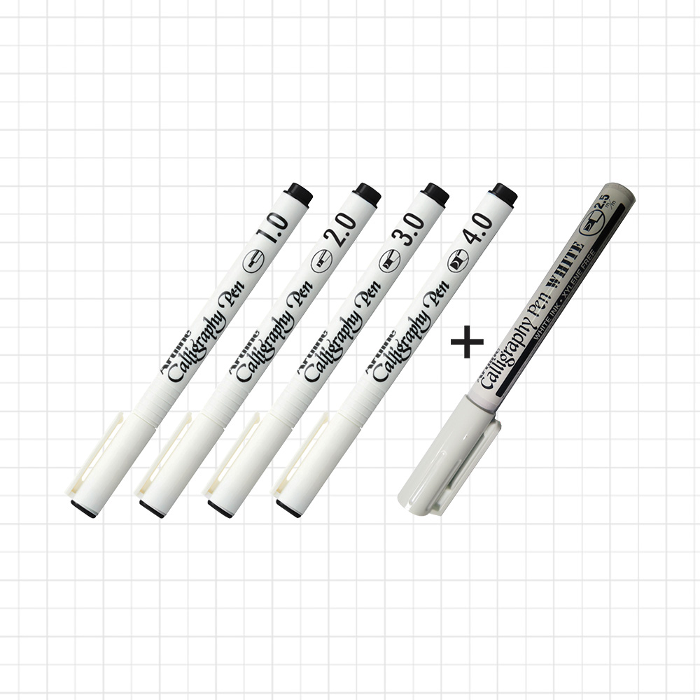 Artline Calligraphy 4pcs Pen Set (Flat Style) FREE White Calligraphy ...