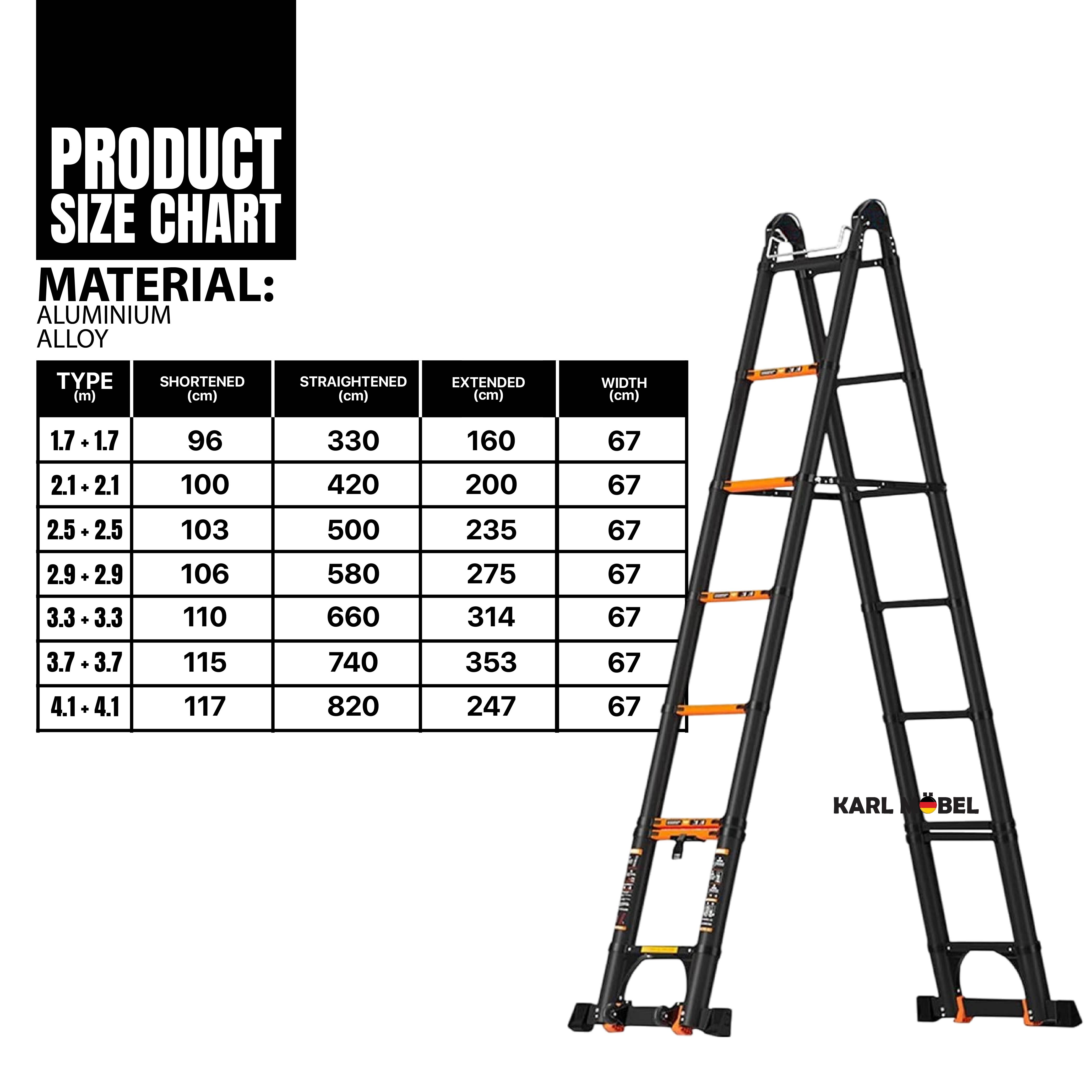 Tangga Lipat Ladder Heavy Duty Telescopic Foldable Ladder Double Sided ...
