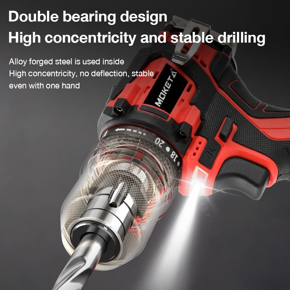 Brushless Cordless Drill 48V Rechargeable Screwdriver w/ 2 Battery Fast ...