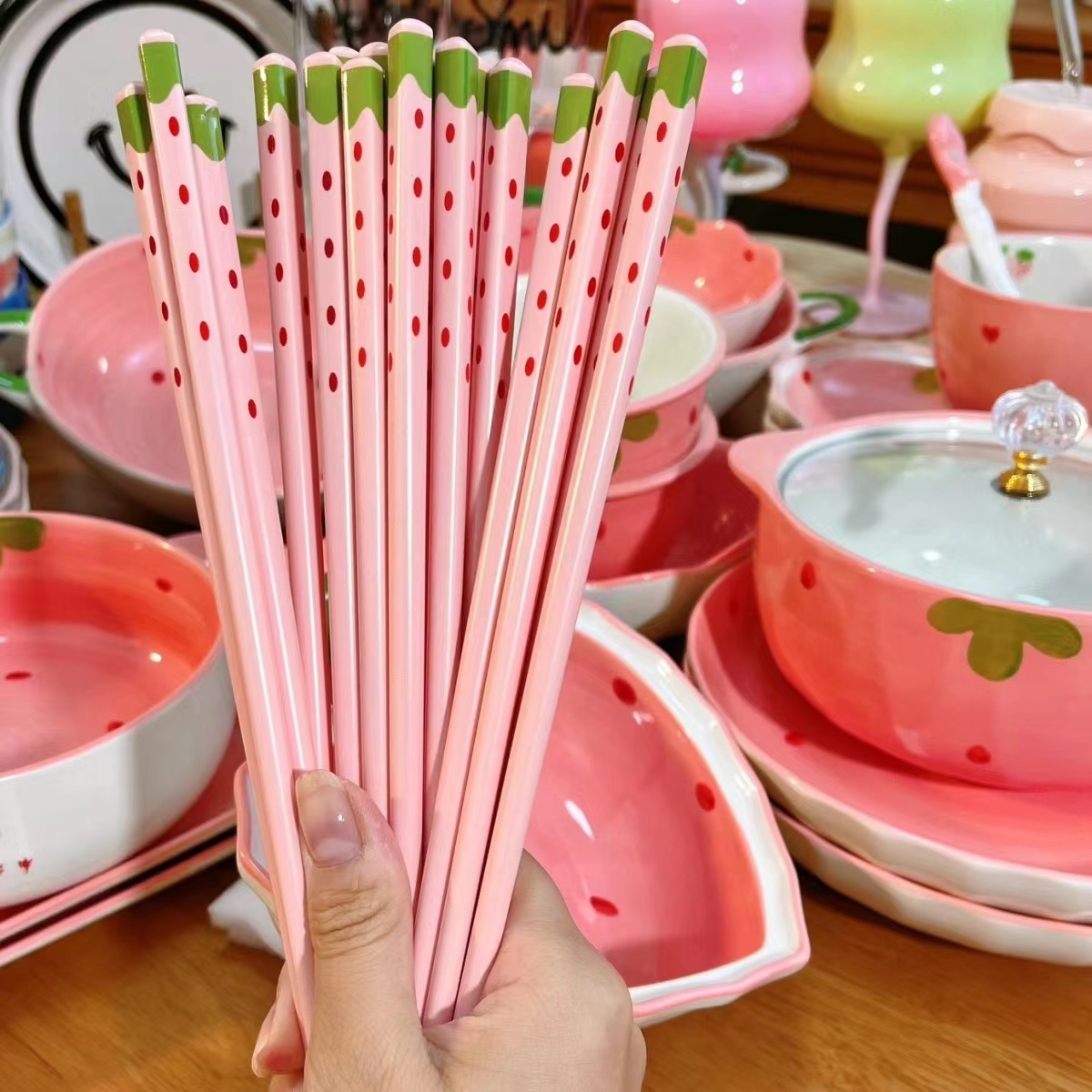 QOMO Ceramic Spoon Pink Ceramic Spoon and Fork Ceramic Chopstics For Home Use | Shopee Malaysia